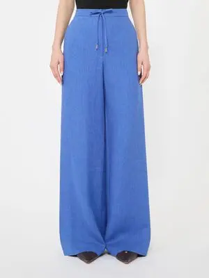 Max Mara Linen Twill Trousers - Navy