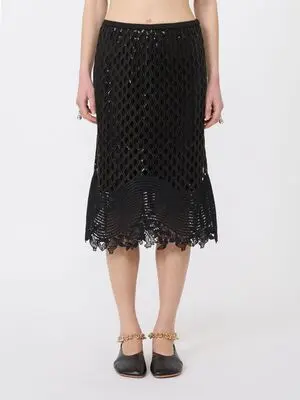 Max Mara Sequinned Mesh Midi Skirt - Black