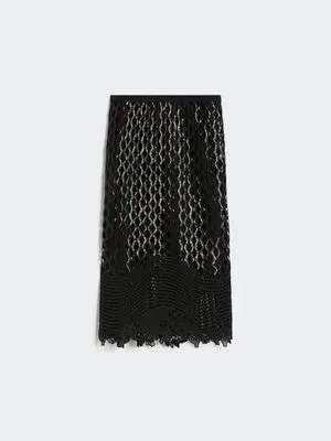 Max Mara Sequinned Mesh Midi Skirt - Black