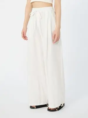 Max Mara Cotton Poplin Wide Leg Trousers