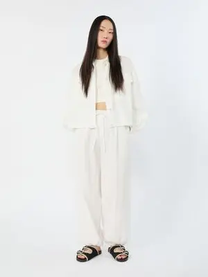 Max Mara Cotton Poplin Wide Leg Trousers