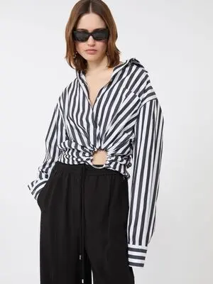 Max Mara Striped Poplin Shirt - Black