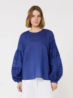 Max Mara Ramie Gauze Blouse - Navy