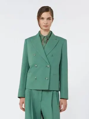 Max Mara Viscose And Linen Double-breasted Blazer - Green