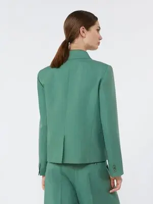 Max Mara Viscose And Linen Double-breasted Blazer - Green