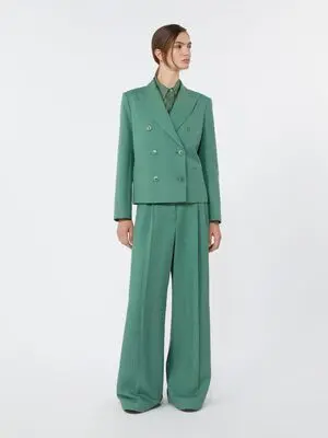 Max Mara Viscose And Linen Double-breasted Blazer - Green