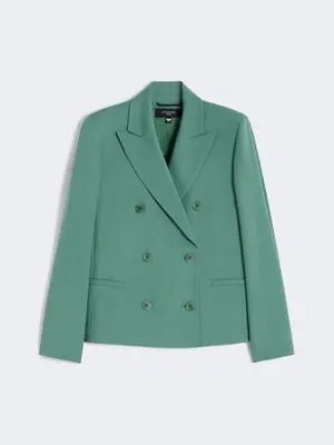 Max Mara Viscose And Linen Double-breasted Blazer - Green
