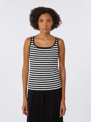 Max Mara Viscose Crêpe Yarn Sleeveless Jumper - Black