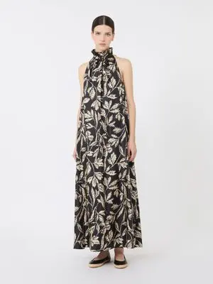 Max Mara Printed Silk Twill Maxi Dress - Black