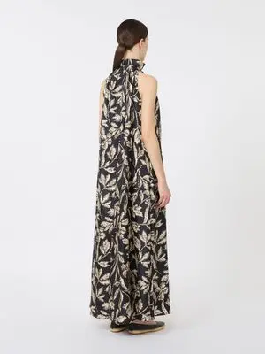 Max Mara Printed Silk Twill Maxi Dress - Black