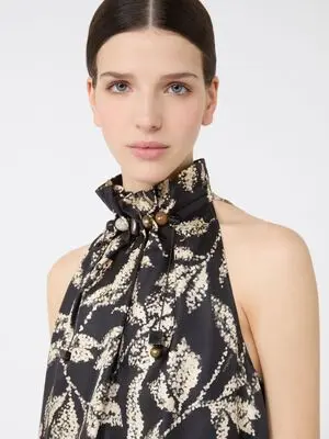 Max Mara Printed Silk Twill Maxi Dress - Black