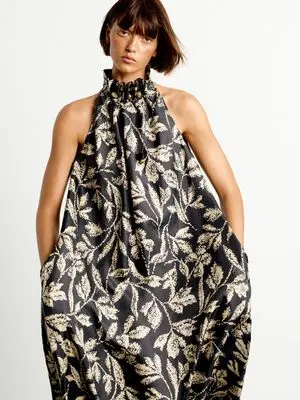 Max Mara Printed Silk Twill Maxi Dress - Black