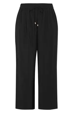 City Chic Kalea Wide Leg Drawstring Pants - Black