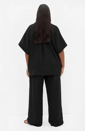 City Chic Kalea Wide Leg Drawstring Pants - Black