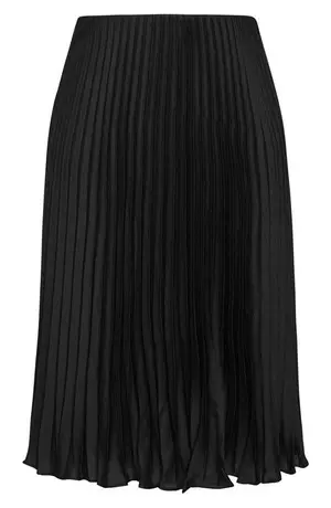 City Chic Pleated Midi Skirt - Black