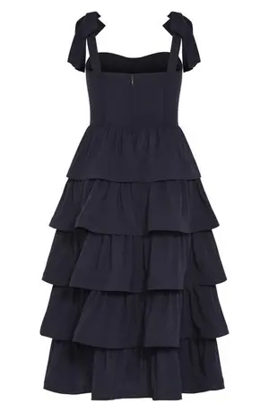 City Chic Elina Tie Strap Tiered Midi Dress