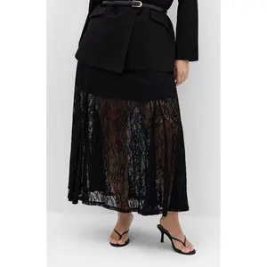 City Chic Lace Maxi Skirt - Black