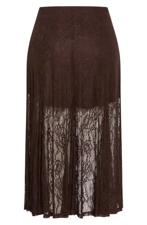 City Chic Lace Maxi Skirt - Chocolate