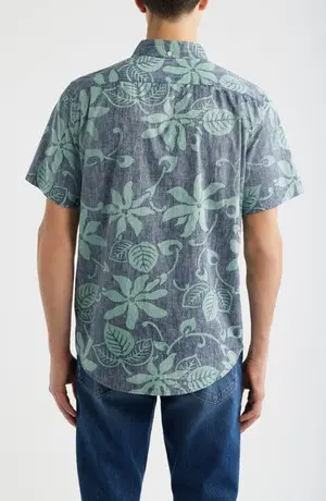 Reyn Spooner Tiare Pareau Floral Cotton Button-down Shirt - Navy