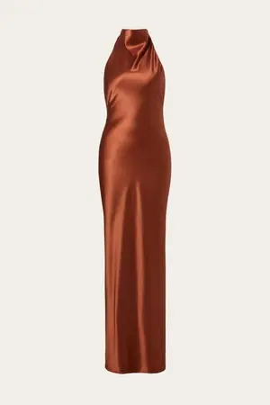 MALINA Tessie Open Back Halterneck Maxi Dress