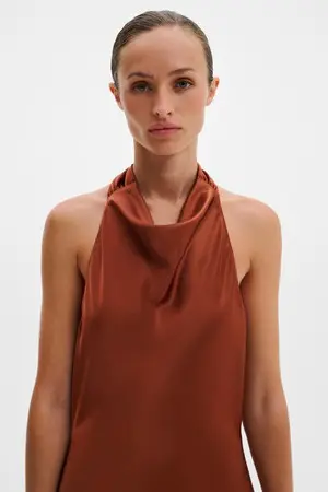 MALINA Tessie Open Back Halterneck Maxi Dress