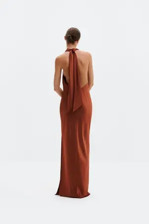 MALINA Tessie Open Back Halterneck Maxi Dress
