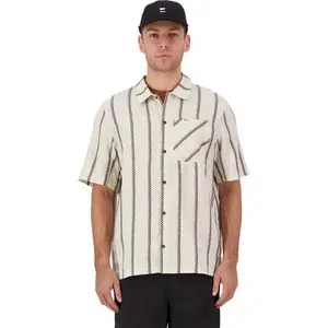 MONS ROYALE At Merino Short-sleeve Shirt - Bone Stripe