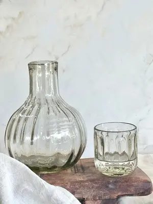 VILLA LUA HOME Handblown Fluted Carafe Set