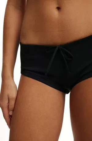 Cotton:on Tie-front High-waisted Swim Boyshort - Black