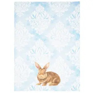 C&F HOME Damask Easter Bunny Rabbit Cotton Kitchen Dishtowel