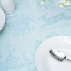 C&F HOME Bunny Rabbit Jacquard Easter Tablecloth Topper 54" X 54"