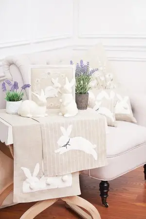 C&F HOME Easter White Bunny Bums W/ Tufted Tails Accent Pillow