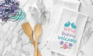 C&F HOME Every Bunny Welcome" Spring Easter Rabbit Embroidered Cotton Flour Sack Kitchen Dishtowel
