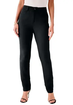 Roaman's Bi-stretch Straight-leg Trousers - Black