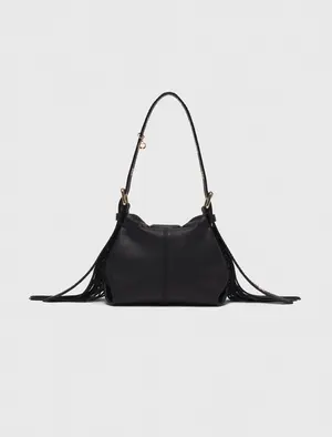 Maje Miss M Micro Leather Bag With Fringe Detail - Black