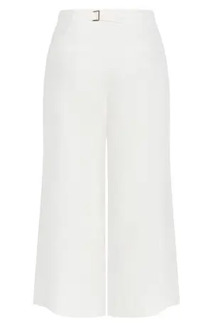City Chic Wide Leg Linen-blend Pants - Ivory