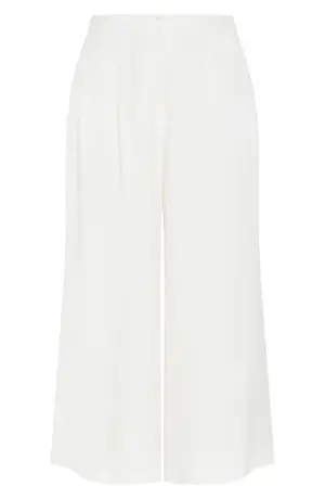 City Chic Wide Leg Linen-blend Pants - Ivory