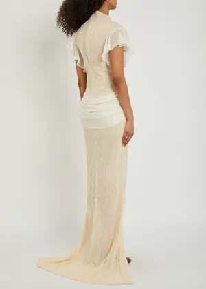 DE LA VALI Noor Ruffled Lace Maxi Dress - Ivory