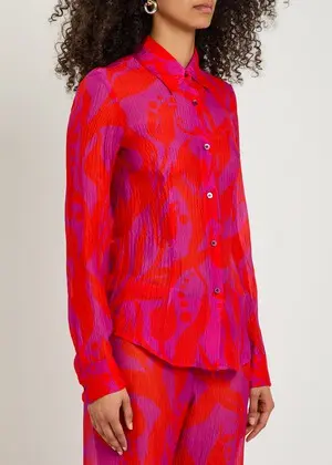 Dries Van Noten Printed Silk Shirt - Fuchsia