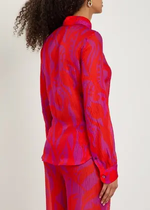 Dries Van Noten Printed Silk Shirt - Fuchsia