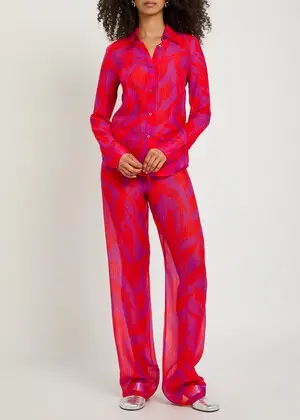 Dries Van Noten Printed Silk Shirt - Fuchsia