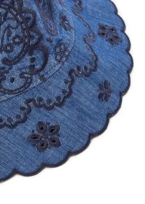 Zimmermann Embroidered Denim Bucket Hat