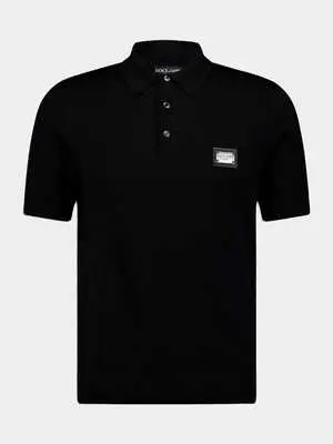 Dolce & Gabbana Dg Essentials Wool Polo Shirt - Black