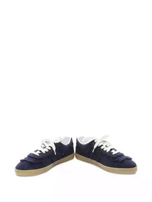 Miu Miu Navy Lace-up Sneakers With Frayed Trim