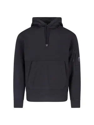 C.P. COMPANY Polo Ralph Lauren Logo Embroidered Cotton Blend Hoodie - Black
