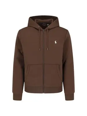 Polo Ralph Lauren Logo Embroidered Cotton Blend Hoodie - Brown