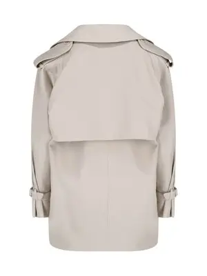 Max Mara Bottega Veneta Cotton Trench Coat With Woven Leather Collar - Beige