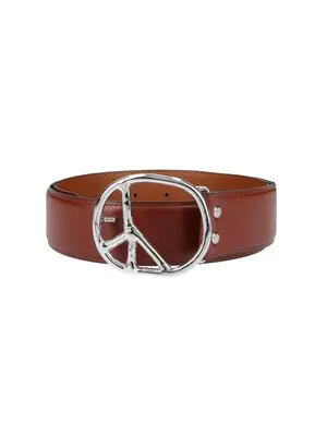 Needles Peace Buckle Leather Belt - Brown