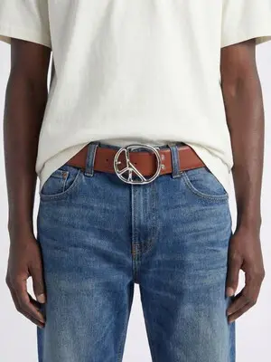 Needles Peace Buckle Leather Belt