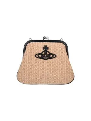 VIVIENNE WESTWOOD Shoulder Bag With Embossed Logo - Beige